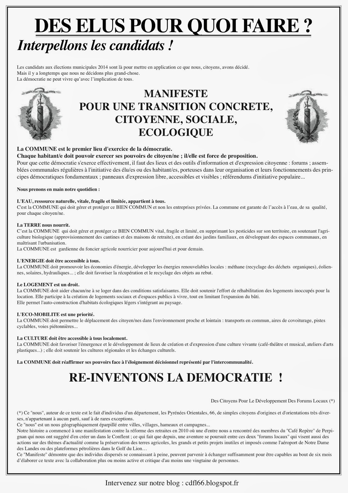 le mur parle: Manifeste pour les Municipales : Affiche à Reproduire