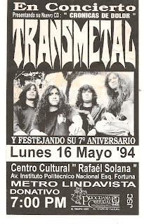 PROPAGANDAS conciertos en mexico: TRANSMETAL 16 mayo 1994
