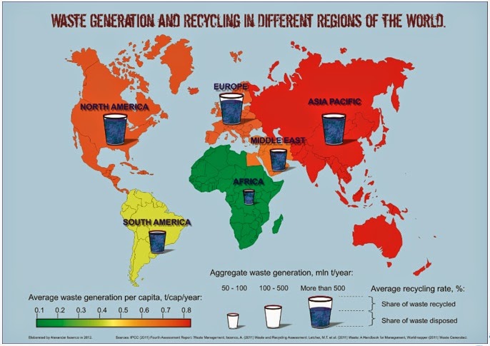 This map shows some countries are affected by waste disposal.