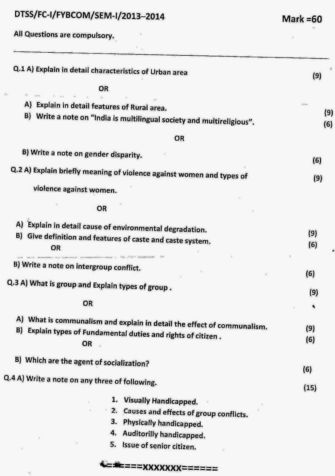 Question Papers Collection: FYBCOM Sem I - FC I
