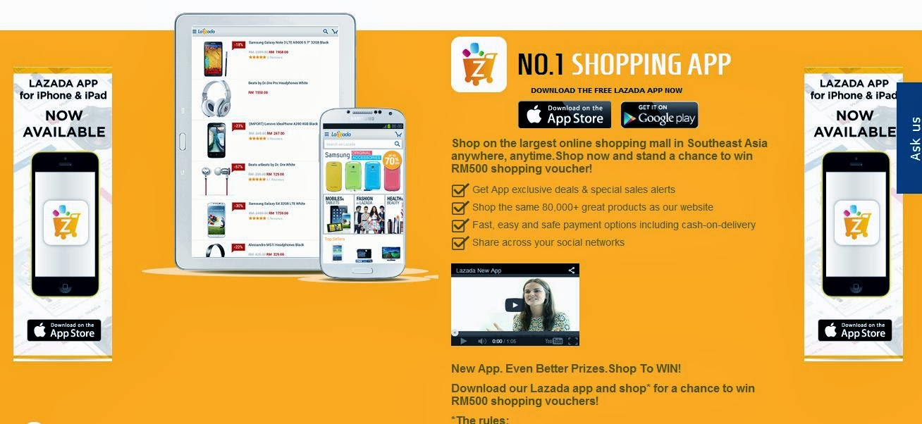 Lazada online shopping is available in Android and iOS smartphone ...