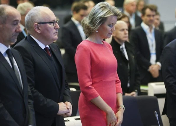 Queen Mathilde attend a conference at Charlemagne building