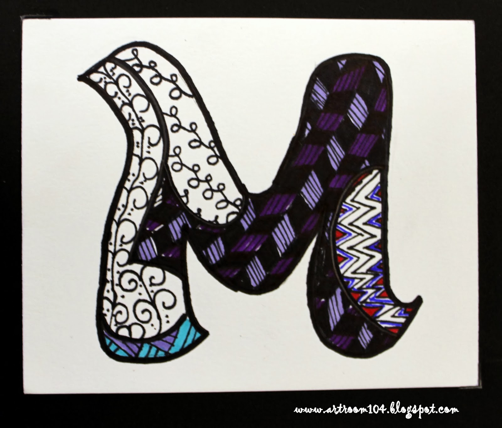 Art Room 104: Art Elective: Completed Zentangle Alphabets