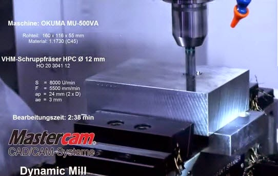 คลิปแสดงการทำงานของคำสั่ง โปรแกรม Mastercam Dynamic Mill สำหรับ กัดชิ้น ...