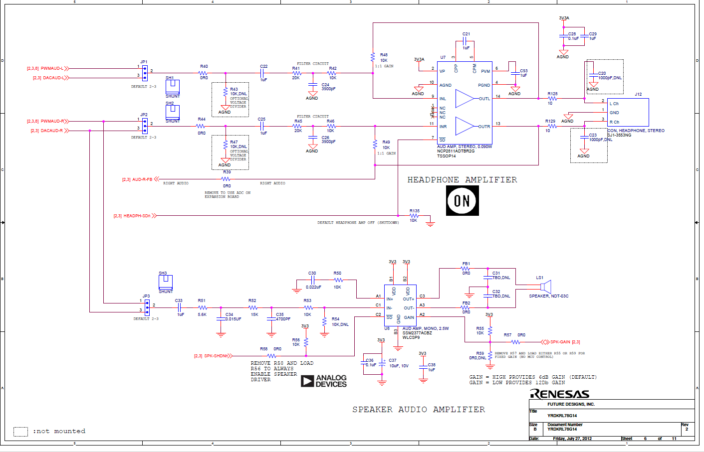 Renesas RL78 YRDKRL78G14: PRACTICA # 13 D/A 8 BITS MICROPHONE, SPEAKER AND HEADPHONE