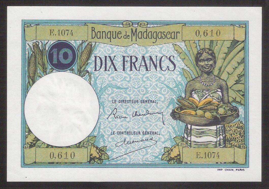 French Colonial Africa Madagascar 10 Francs Banknote 1937|World ...
