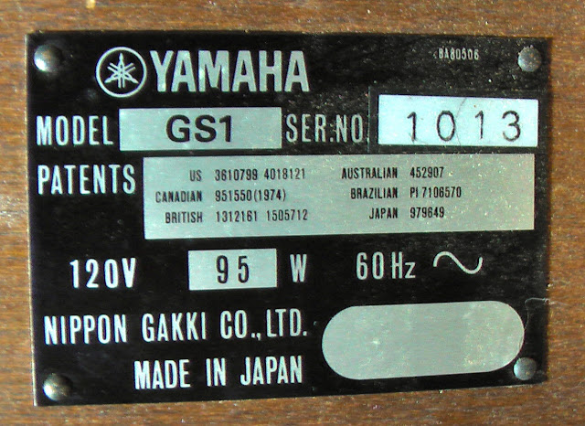 MATRIXSYNTH: TOTO'S 1981 YAMAHA GS-1 FM SYNTH SN 1013