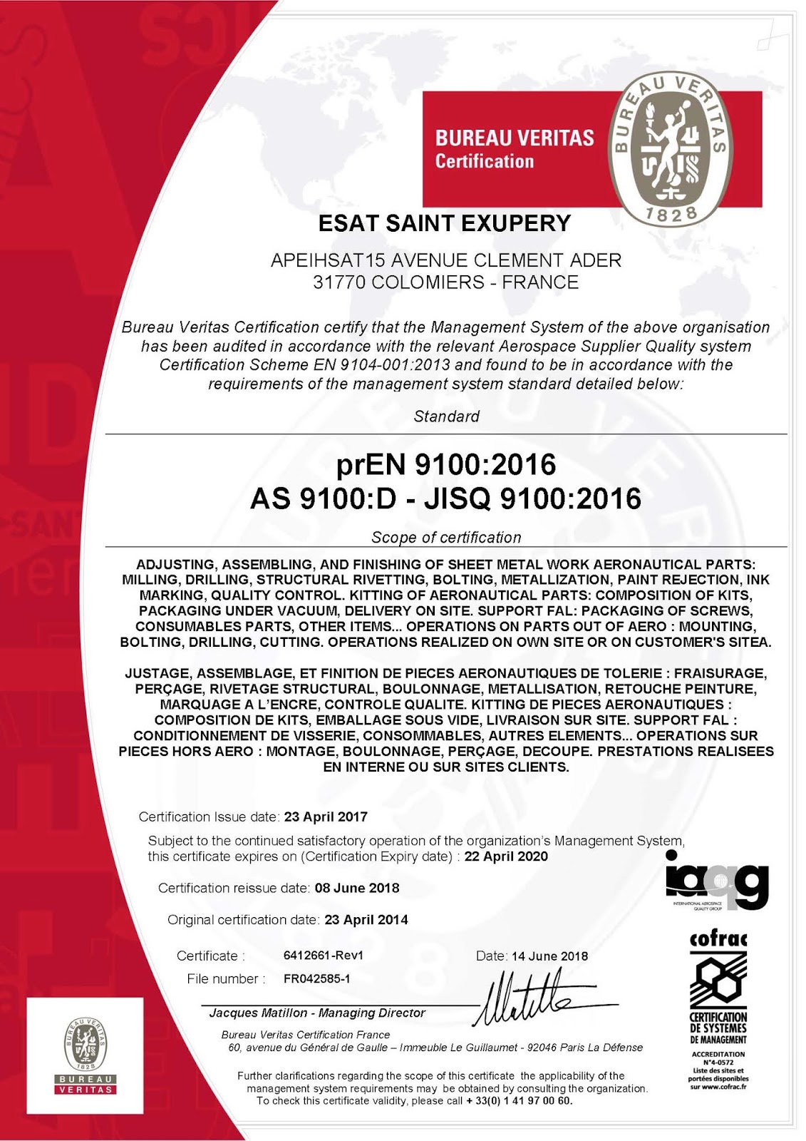 Infos Apeihsat: ESAT Saint-Exupéry