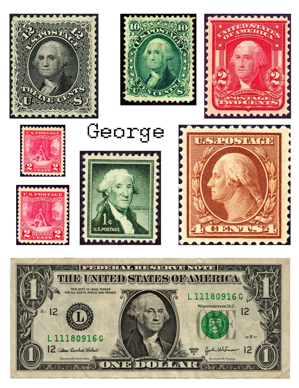 the last door down the hall: George Washington Collage Sheet