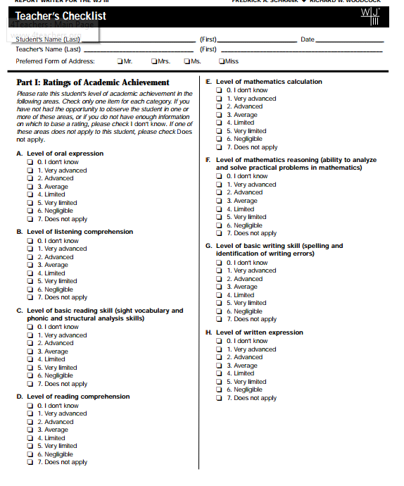 Assessment Resource Blog: Check List