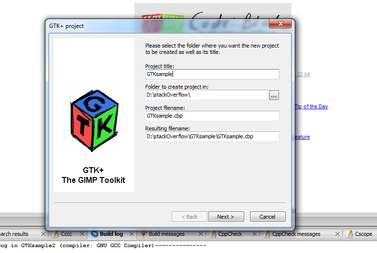 Code In Codeblocks Setup Gtk Project In Codeblocks Windows 7