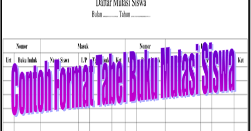 Contoh Format Tabel Buku Mutasi Siswa Komplit | Ops-Serba