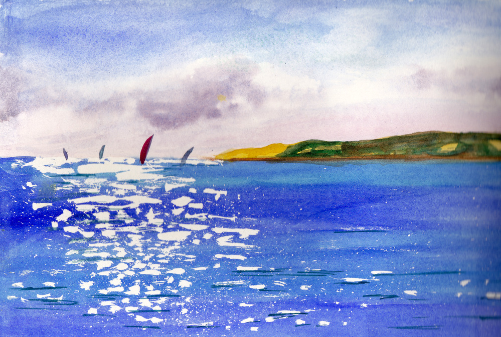 Linda Melemed Watercolor Artist: Sparkling Sea