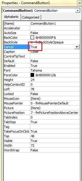 Excel Vba Tips Close Userform On Escape Key