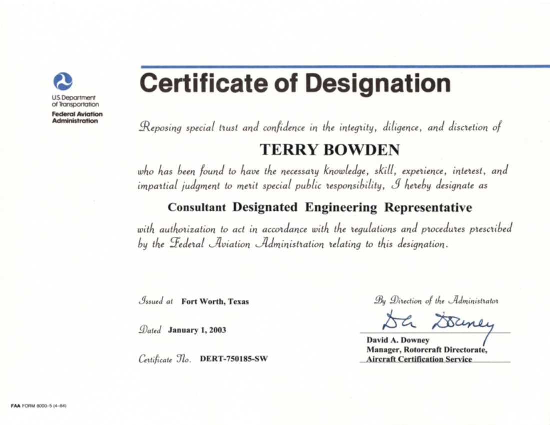 Terry Bowden, Consultant DER: RESUME