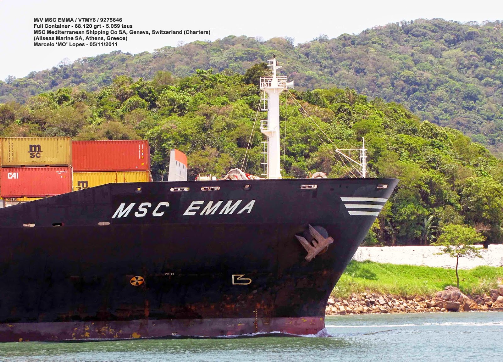 Santos Shiplovers: M/V MSC Emma / V7MY6 - 5.095 teus
