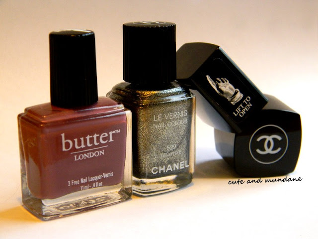 Cute and Mundane: Butter London Toff and Chanel Graphite nail polish