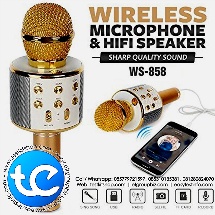 Mick Karaoke Wireless - Mic Bluetooth - Mik Karoke Smule WS-858 - Multi ...