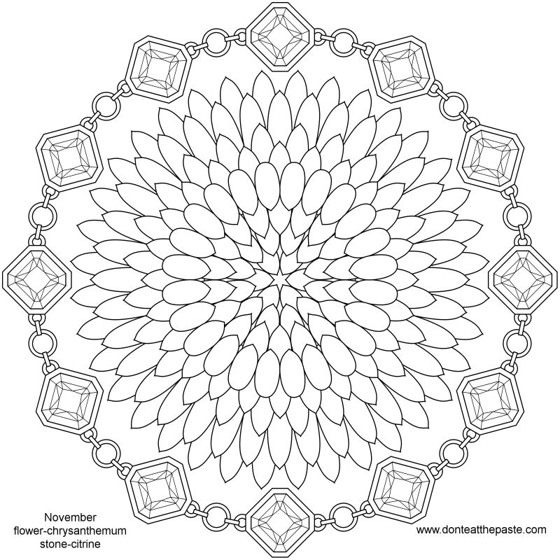Don't Eat the Paste: November Birthstone and Flower Mandala
