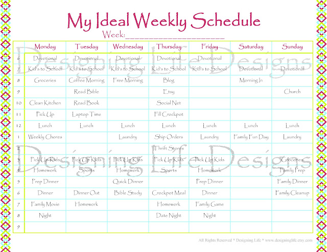 Designing Life: My Ideal Weekly Schedule