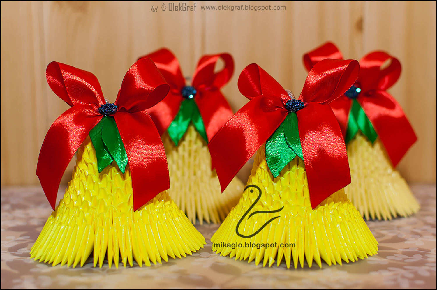 Origami 3d - mikaglo: 514. Dzwonki z origami / 3d origami christmas bells