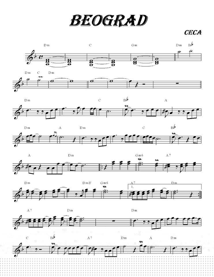 NOTE | DOMACE I STRANE: BEOGRAD CECA AKORDI NOTE
