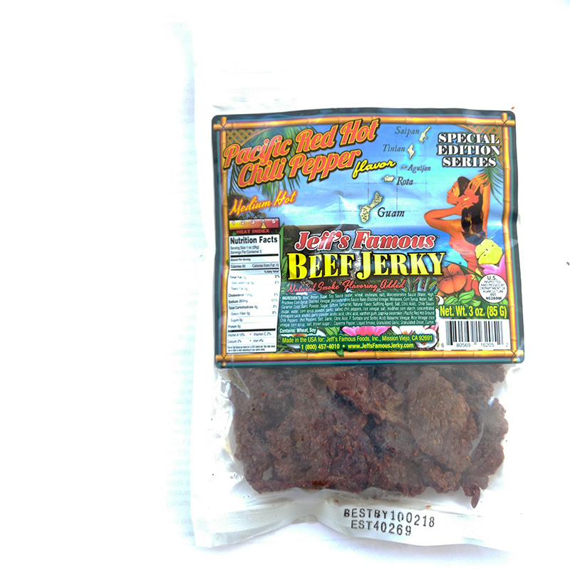 Jeff's Famous Jerky - Pacific Red Hot Chili Pepper ~ Beef Jerky Reviews