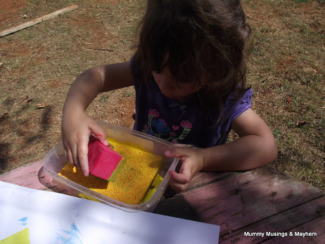 Toddler Foam Block Shape Stamping! - The Empowered Educator