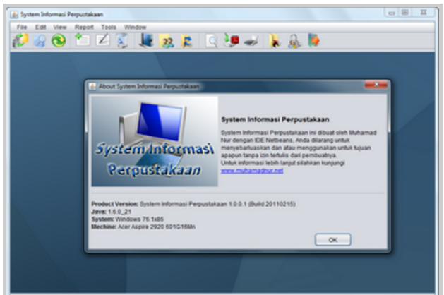 Contoh aplikasi perpustakaan berbasis GUI Java - project informatika