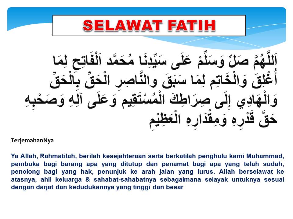 SELAWAT FATIH - BLOG SURAH AL-QURAN