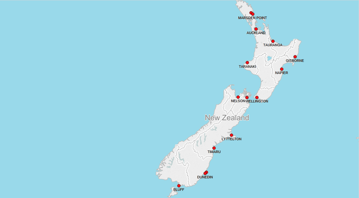 New Zealand Sea Ports Map | New Zealand Ports List – XFQS