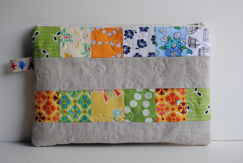 1/4" mark: Patchwork Zippered pouches