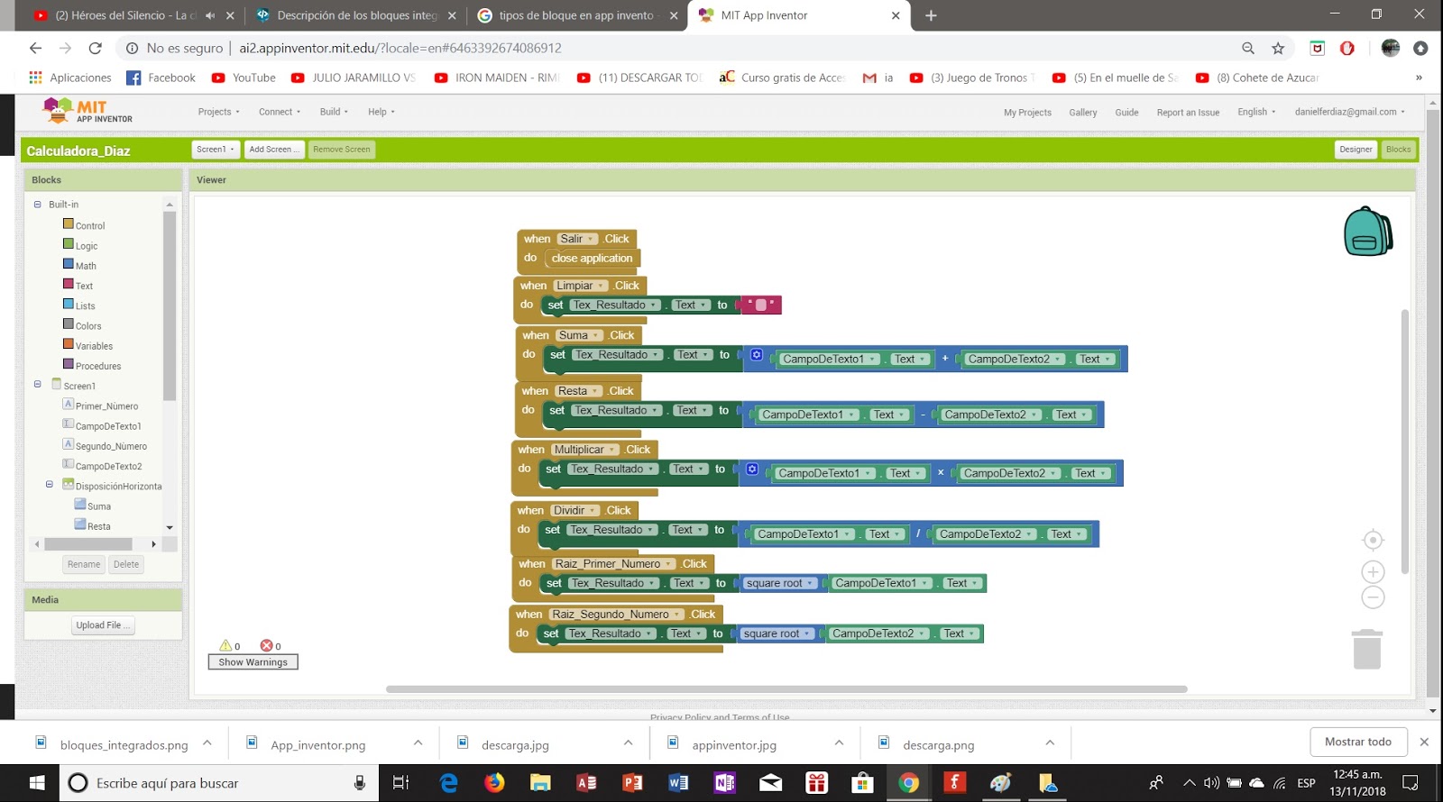 Actividades Técnico Sistemas Daniel Fernando Diaz Cristiano: App Inventor
