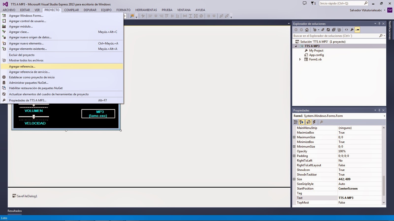 VISUAL BASIC TUTORIALES: Convertir un Texto en Archivo de Audio WAV o MP3 con Visual Basic (VB.NET)