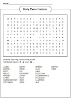 Catholic Faith Education: Holy Communion Word Search Puzzles