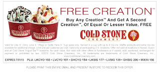 Cold Stone Creamery Coupon: Buy 1 Get 1 Free Ice Cream Creation ...