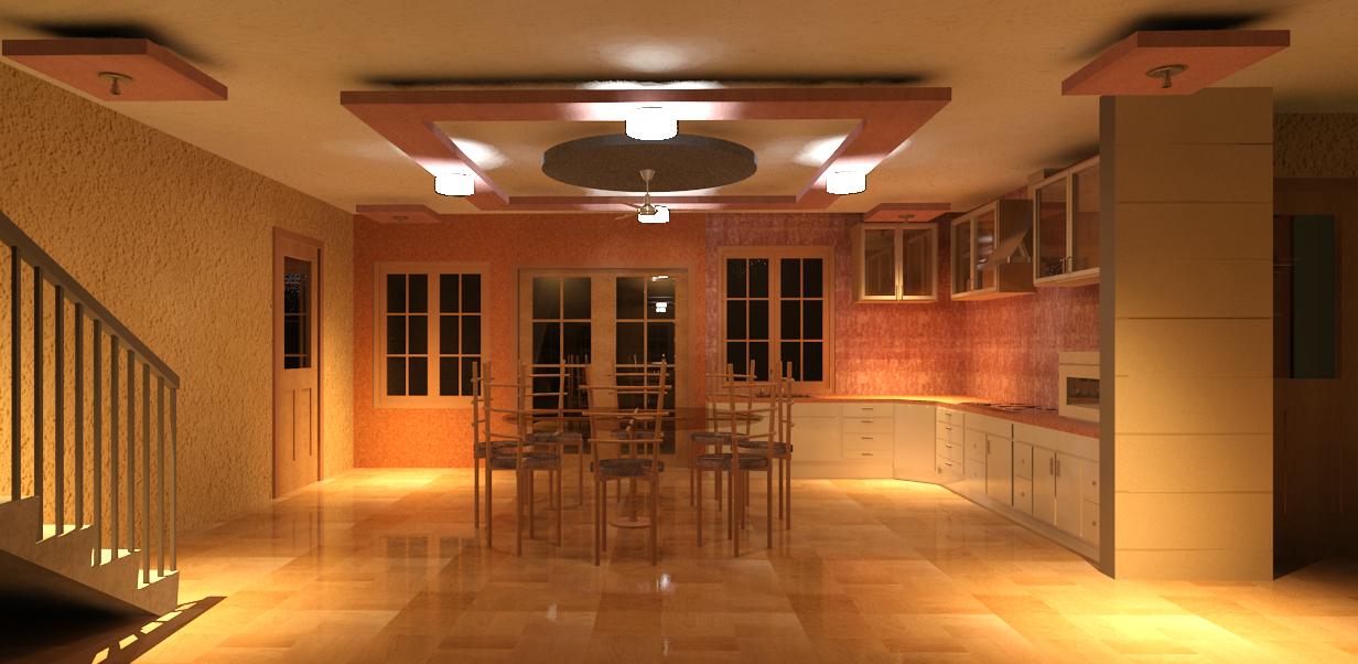 Open Kitchen with Hall Design.