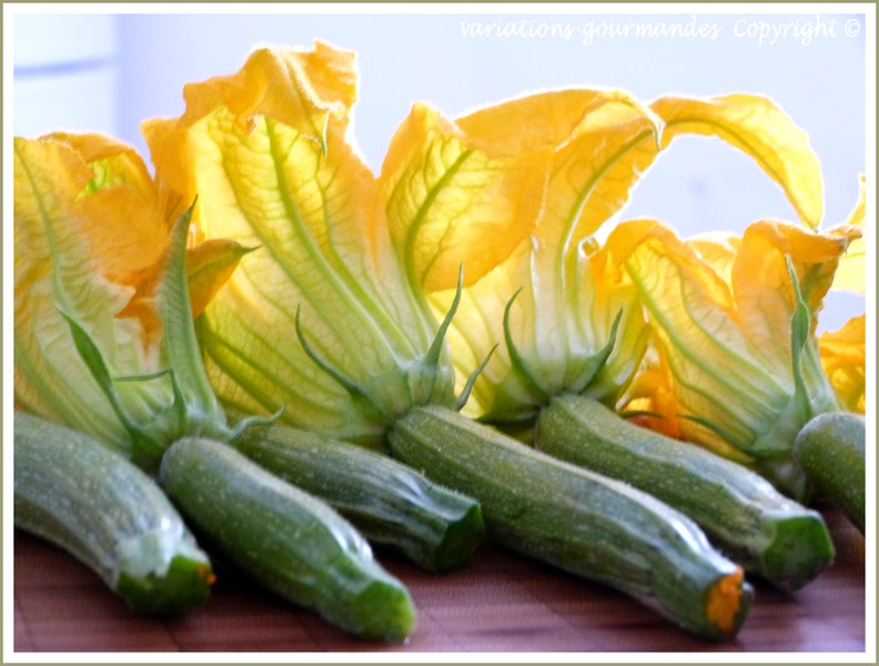 Variations Gourmandes: Mini-courgettes fleurs farcies.