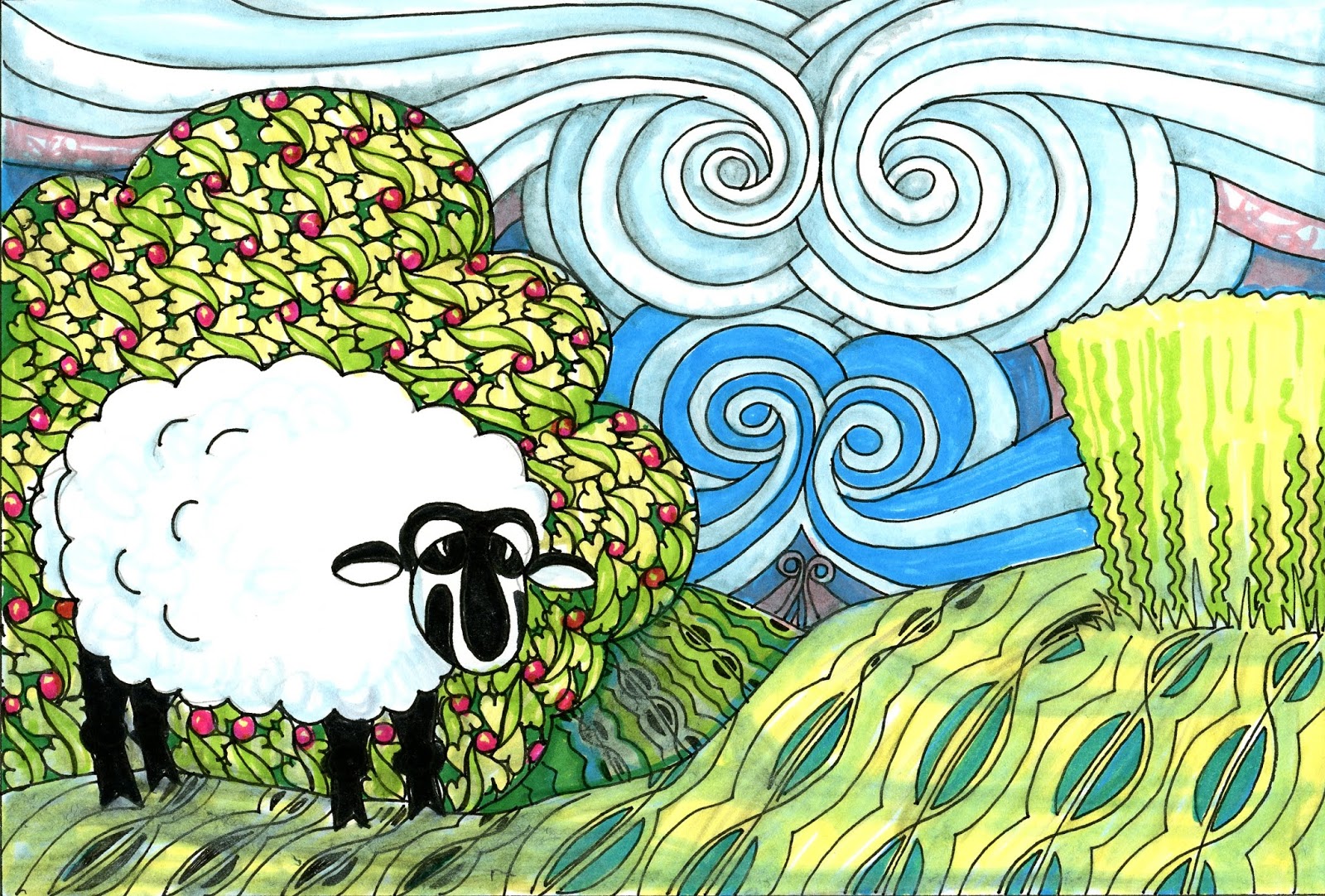 Learn to Draw Sheep with Fun & Easy Step-out USE #Fun&EasyLandscapes # ...