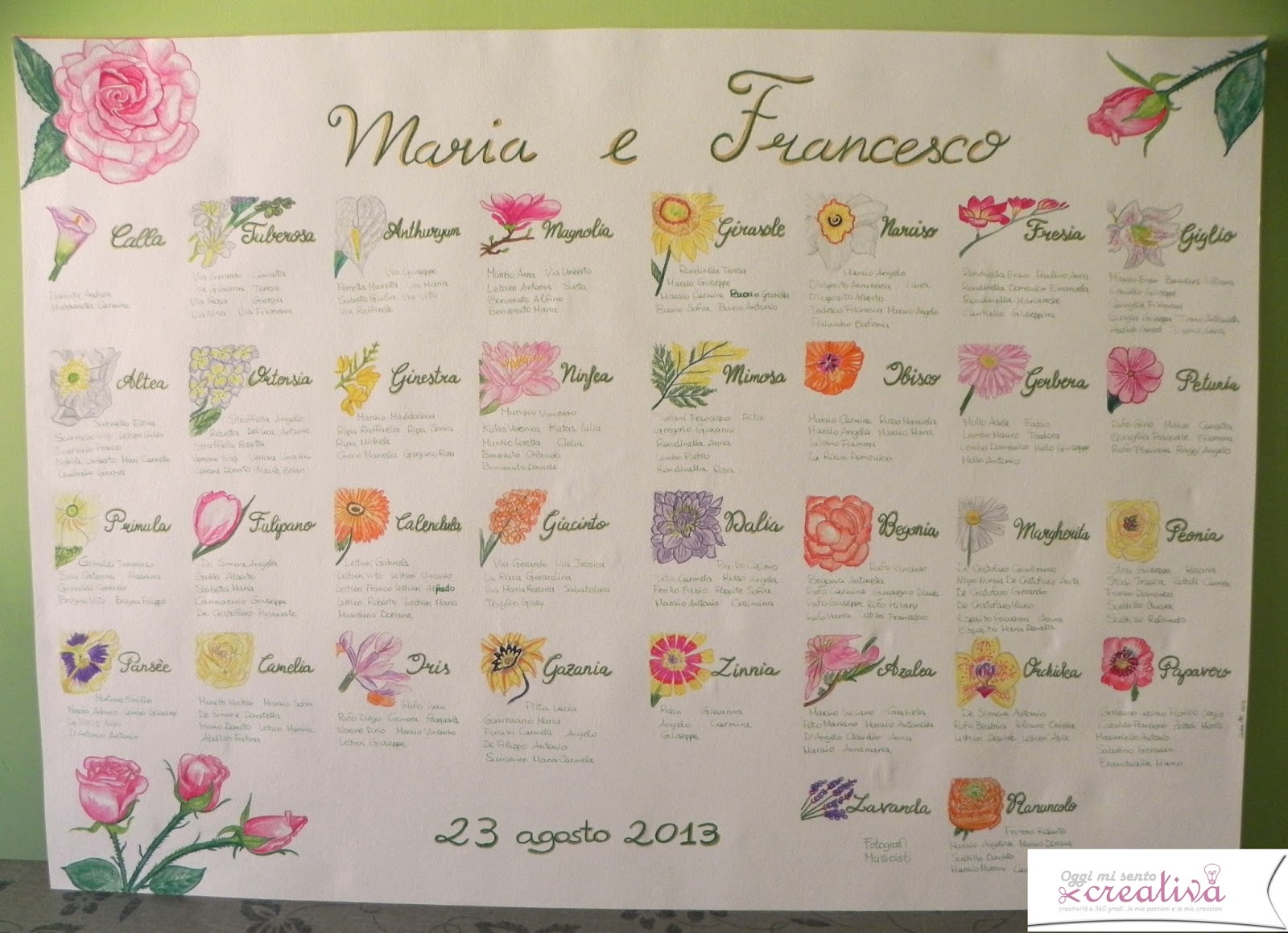 Oggi mi sento creativa: Tableau mariage-fiori gialli e fiori vari ...