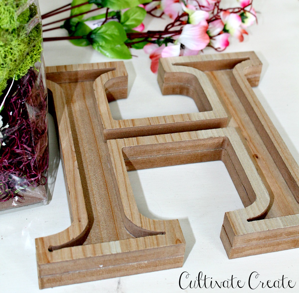 Cultivate Create: Wooden Spring Moss Monogram Letter