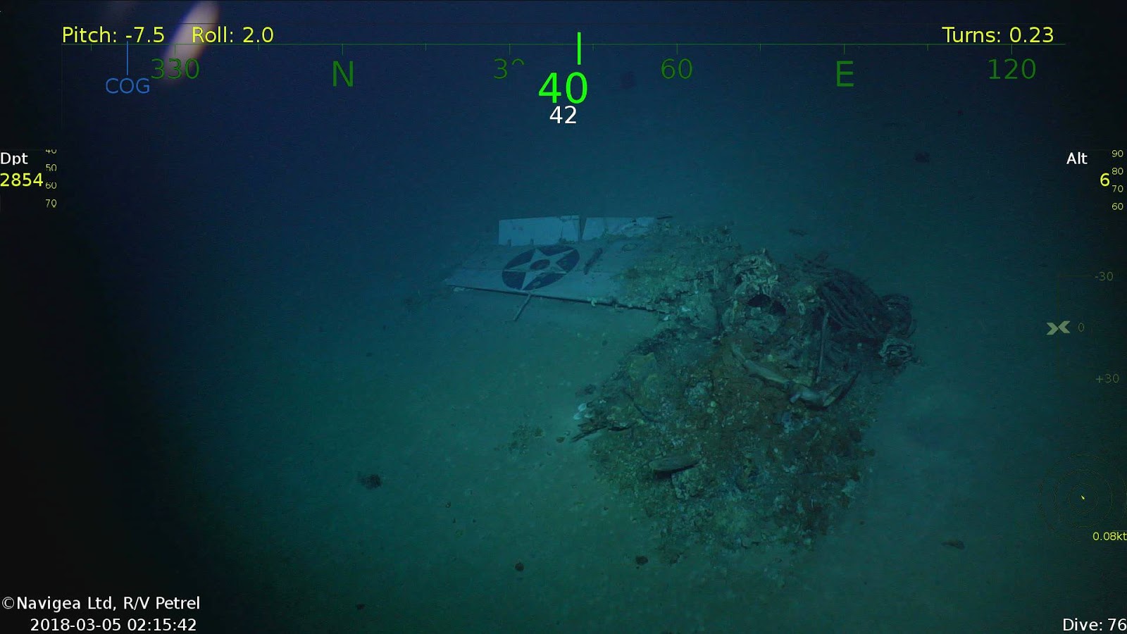 The Wreck of the USS Lexington, Aircraft at the Bottom of the Coral Sea