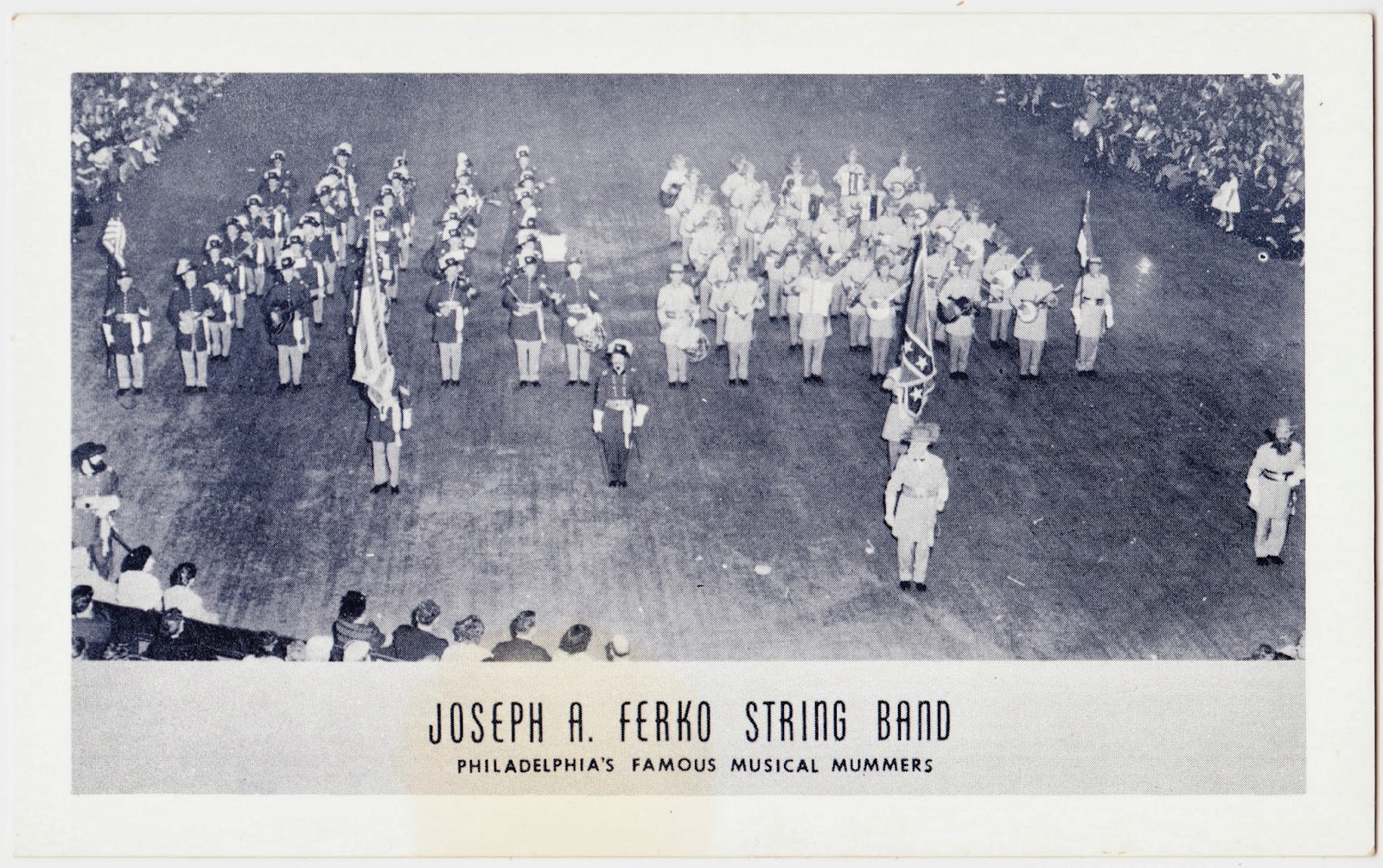 Papergreat: 1961 postcard: Joseph A. Ferko String Band in Mummers Parade