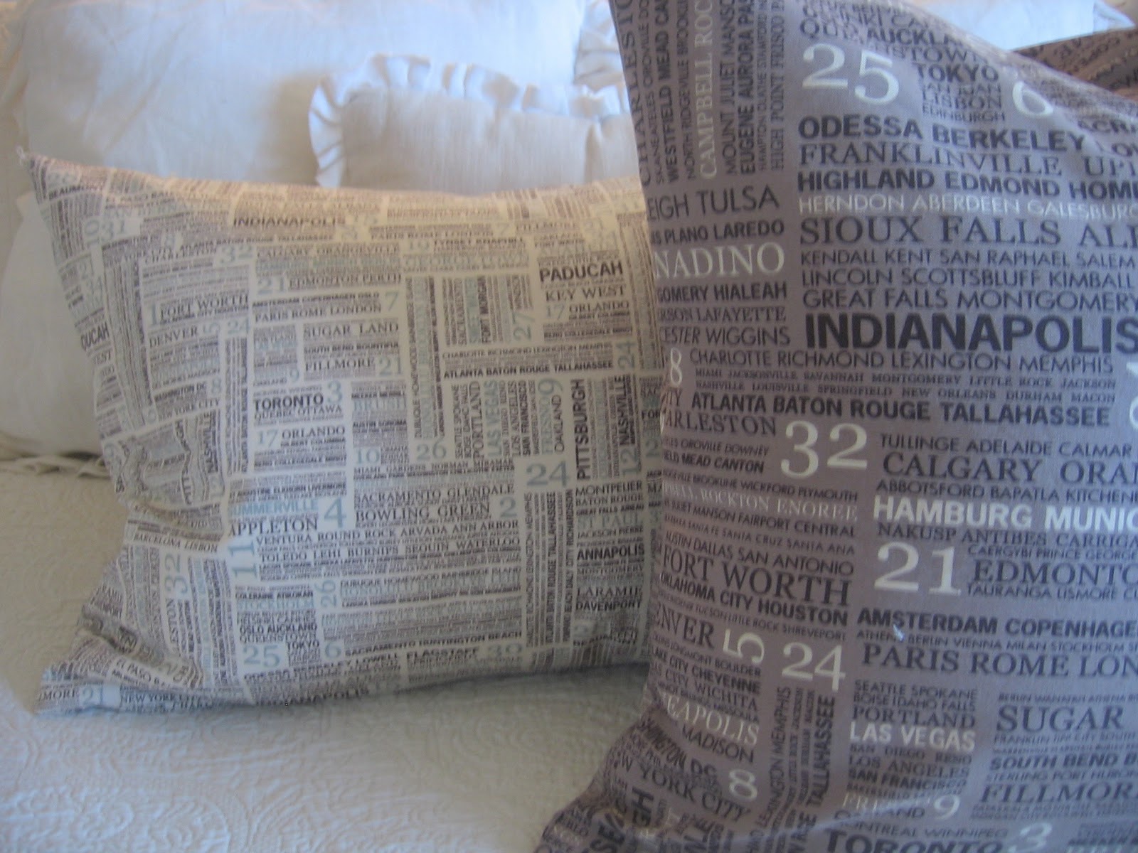 Ticking And Toile ~your Hometown Typography Pillows~