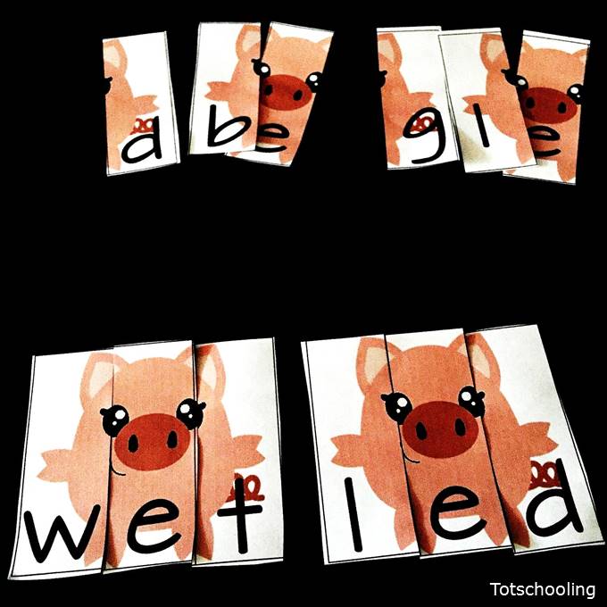 CVC Word Puzzles: Pig Themed | Totschooling - Toddler, Preschool ...
