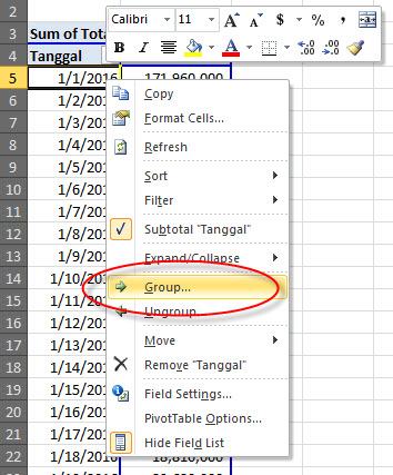 Grouping Data pada Tabel Pivot | Rangkuman Tutorial Excel