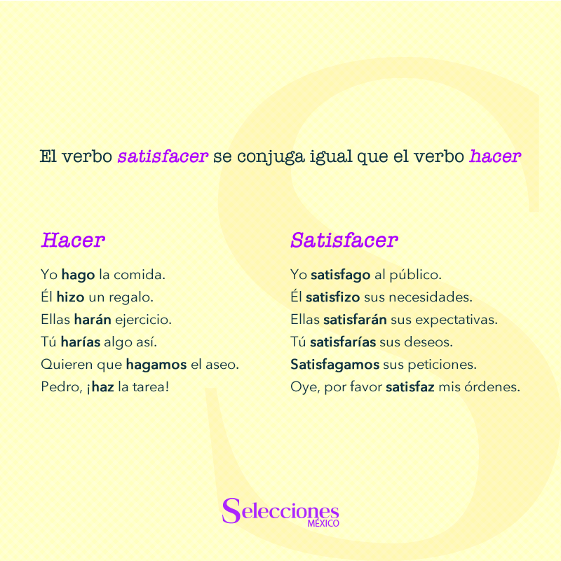 Palabras cotidianas: Conjugar los verbos hacer y satisfacer