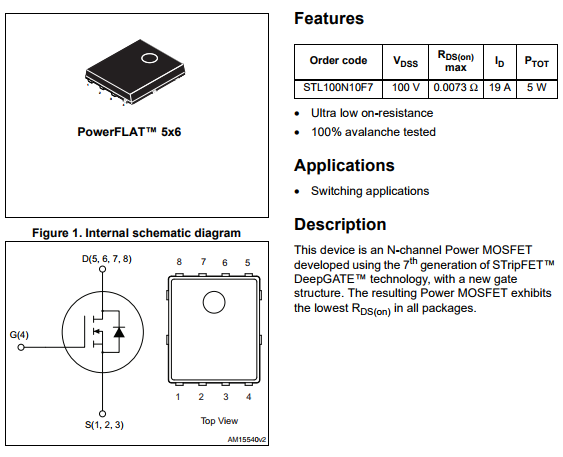 NPN PNP Transistor: STL100N10F7 MOSFET N-Ch 100V 0.0062 Ohm 19A ...