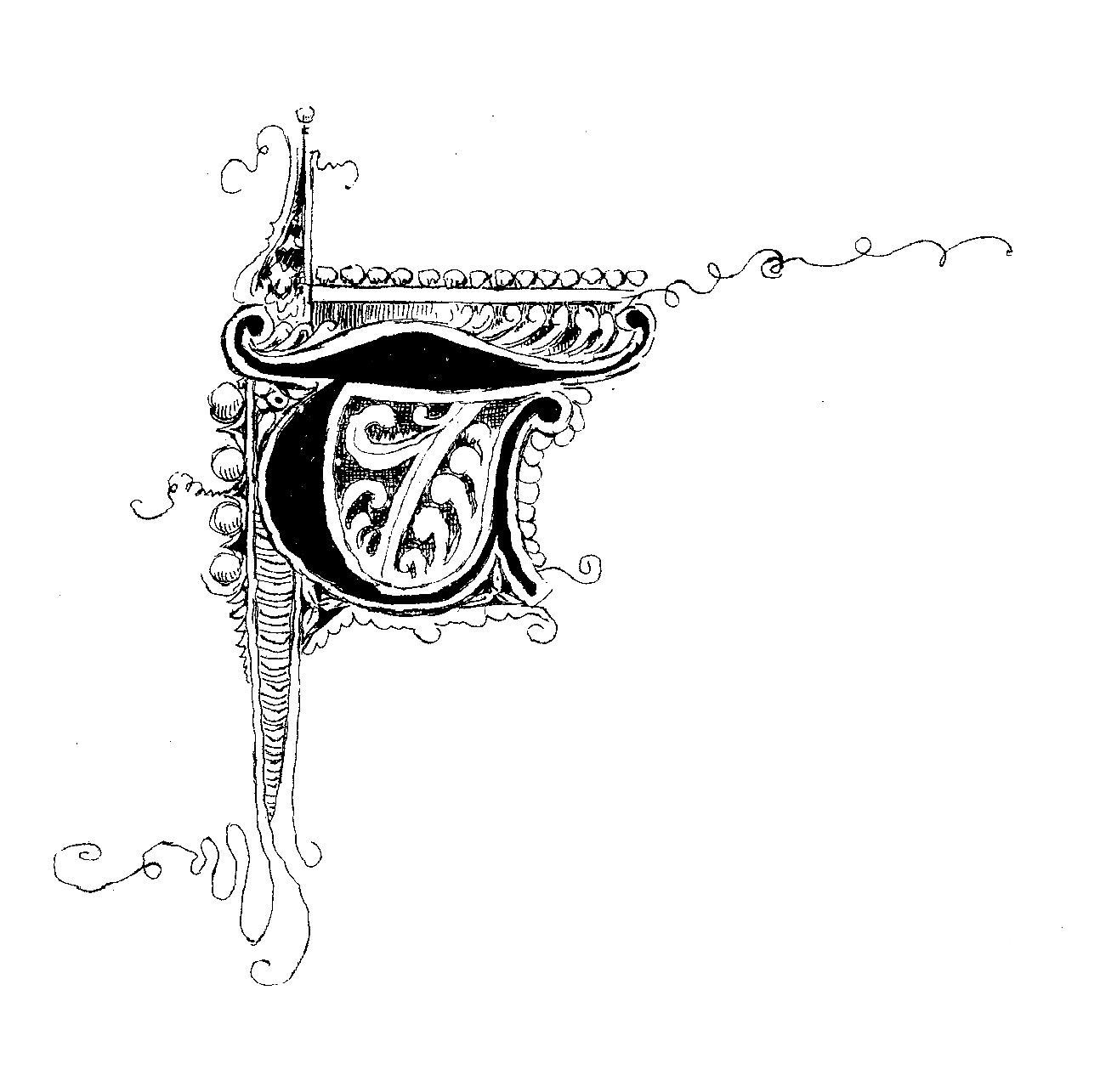 Digital Stamp Design: Drop Cap Letter Digital Download Design Antique ...