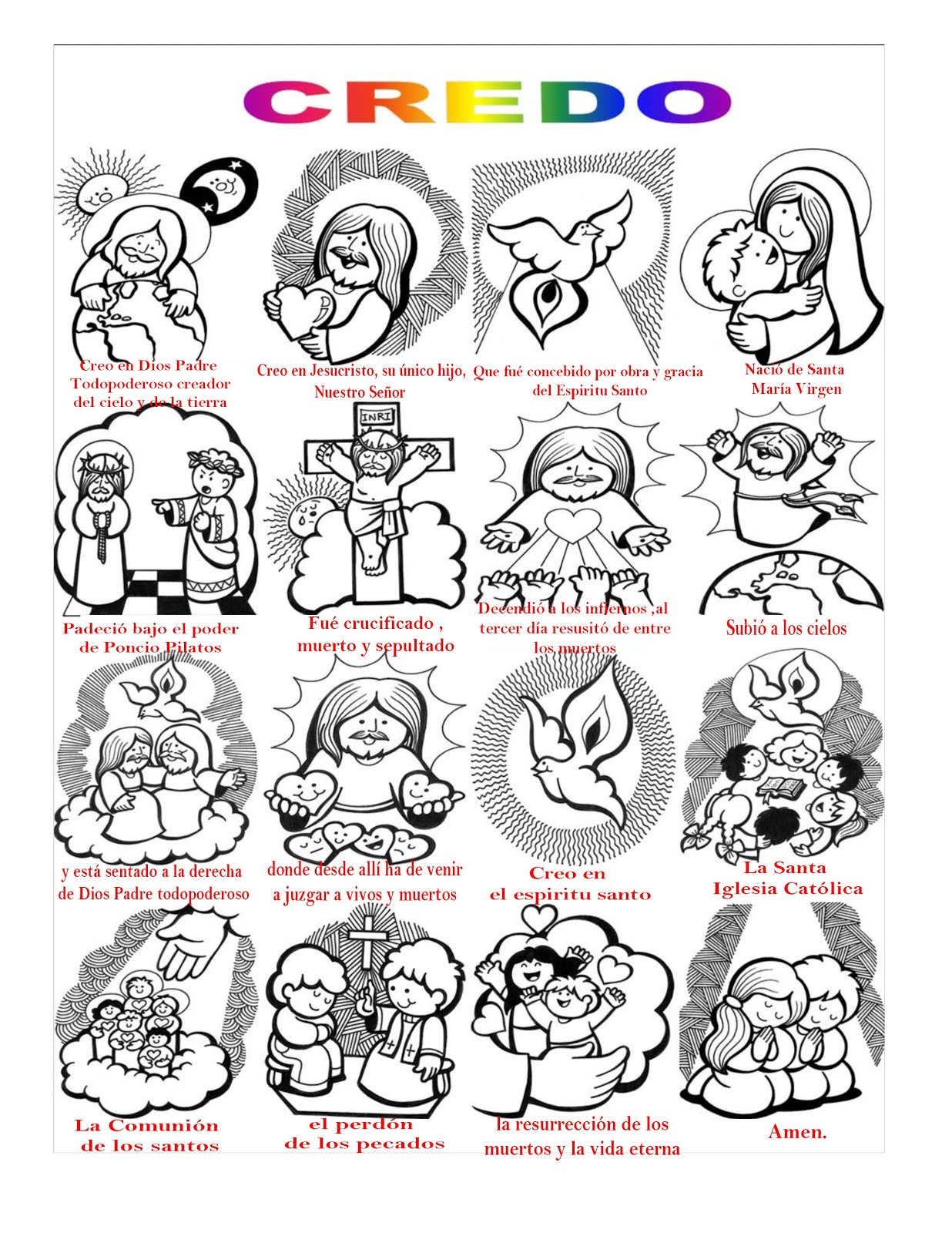 Me gusta la clase de religión: Credo para colorear